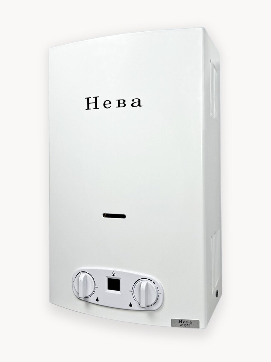 Газовая колонка нева 4513М Белая, проточный водонагреватель газовый NEVA 4513M, ВПГ Нева с автоматическим электрическим поджигом