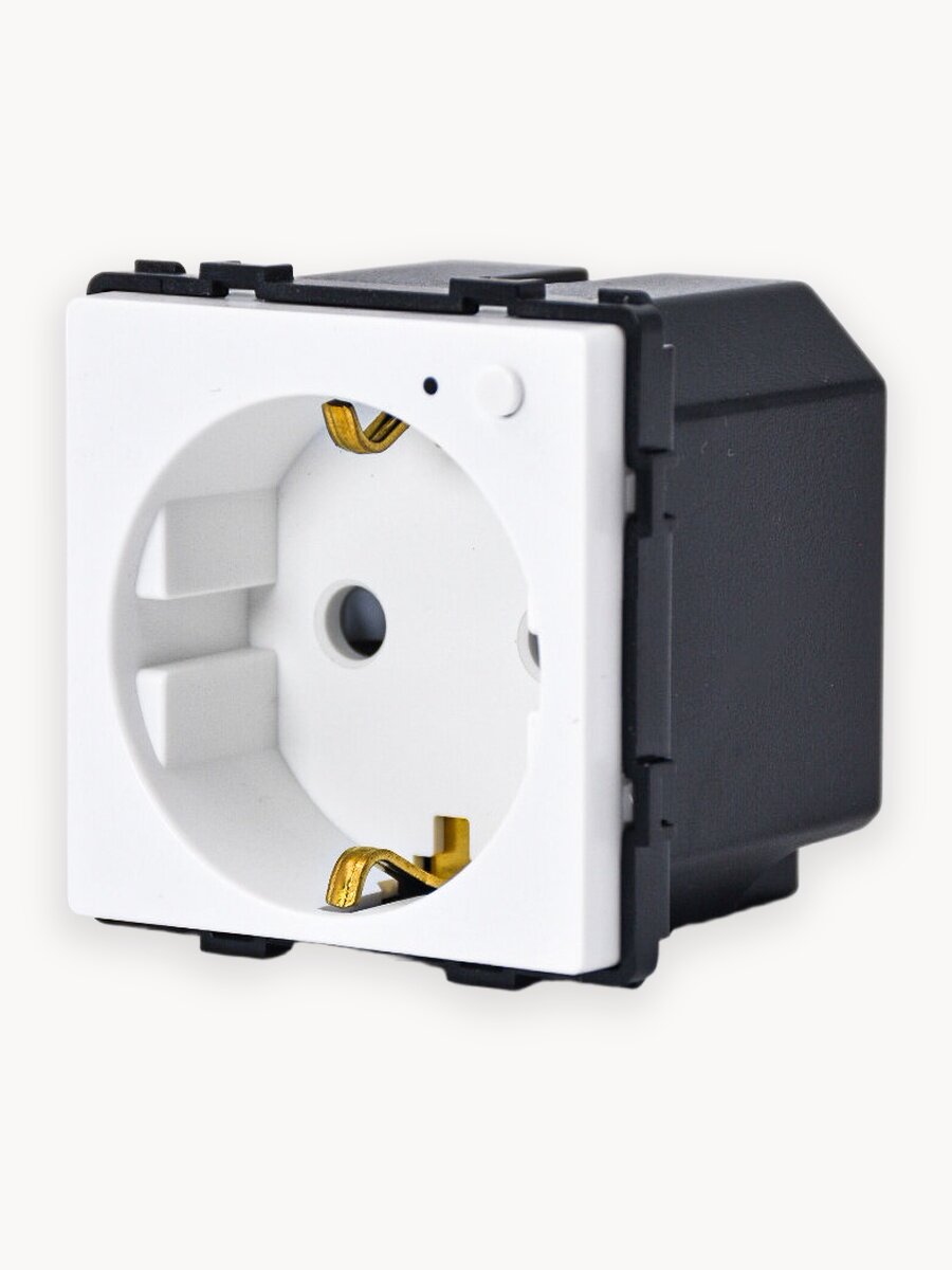 Умная розетка Zigbee, модуль без рамки, с заземлением и шторками, 16А, белая, для умного дома