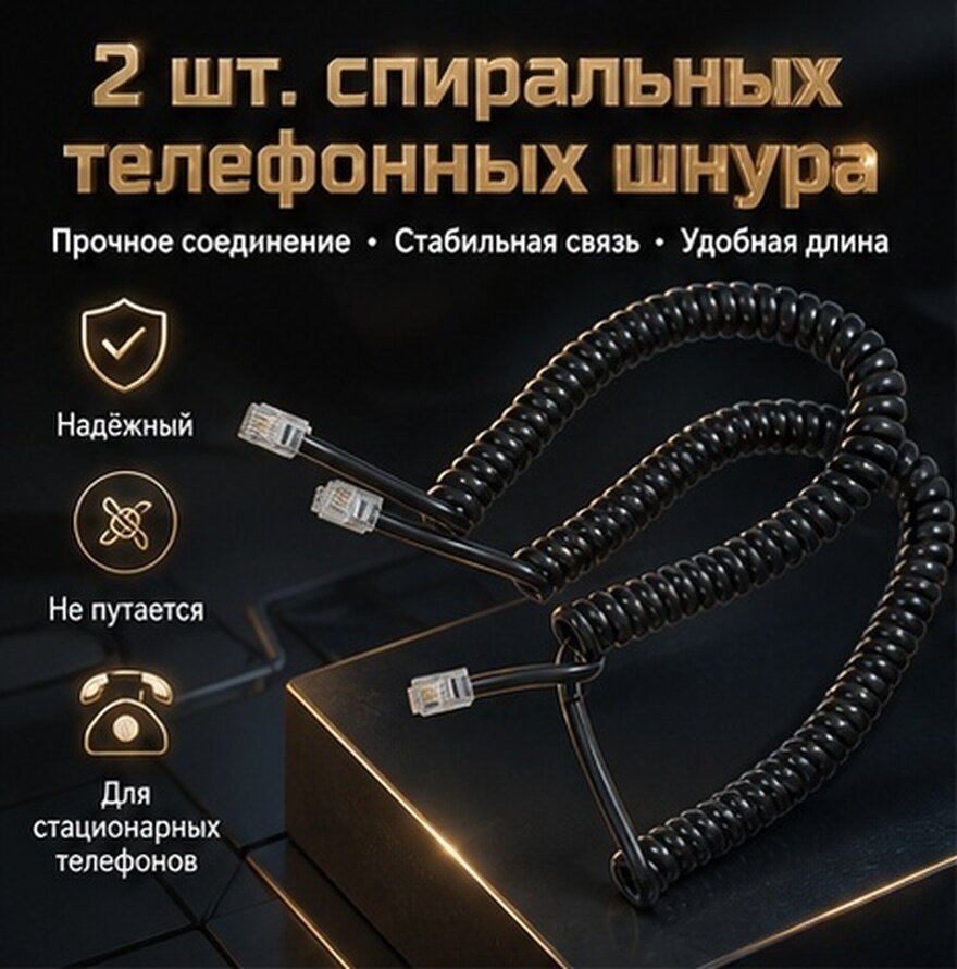 2 Штуки Спиральные Телефонные Кабели Для Стационарных Телефонов Длина 23.00X1.50X1.50CM