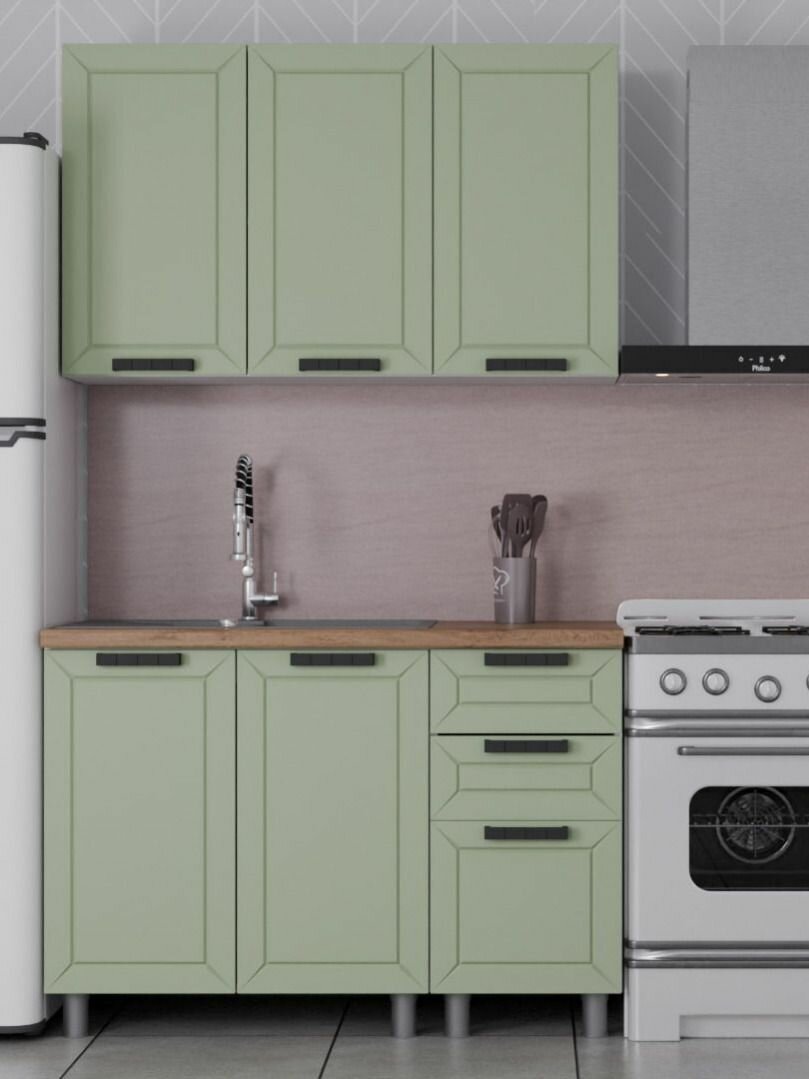 ARNIKA Кухонный гарнитур Лилия, 2м, фасады МДФ, цвет фисташка