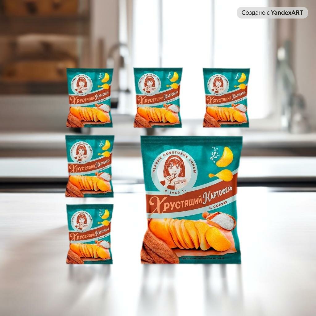 Натуральные картофельные чипсы с солью Хрустящий Картофель, 70 гр, 6 уп