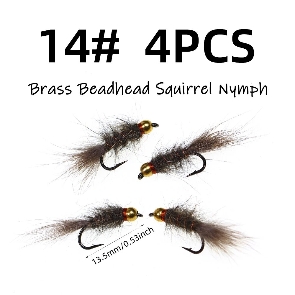 WIFREO Мухи для нахлыста нимфы серые 12# 14# 4pcs size 14