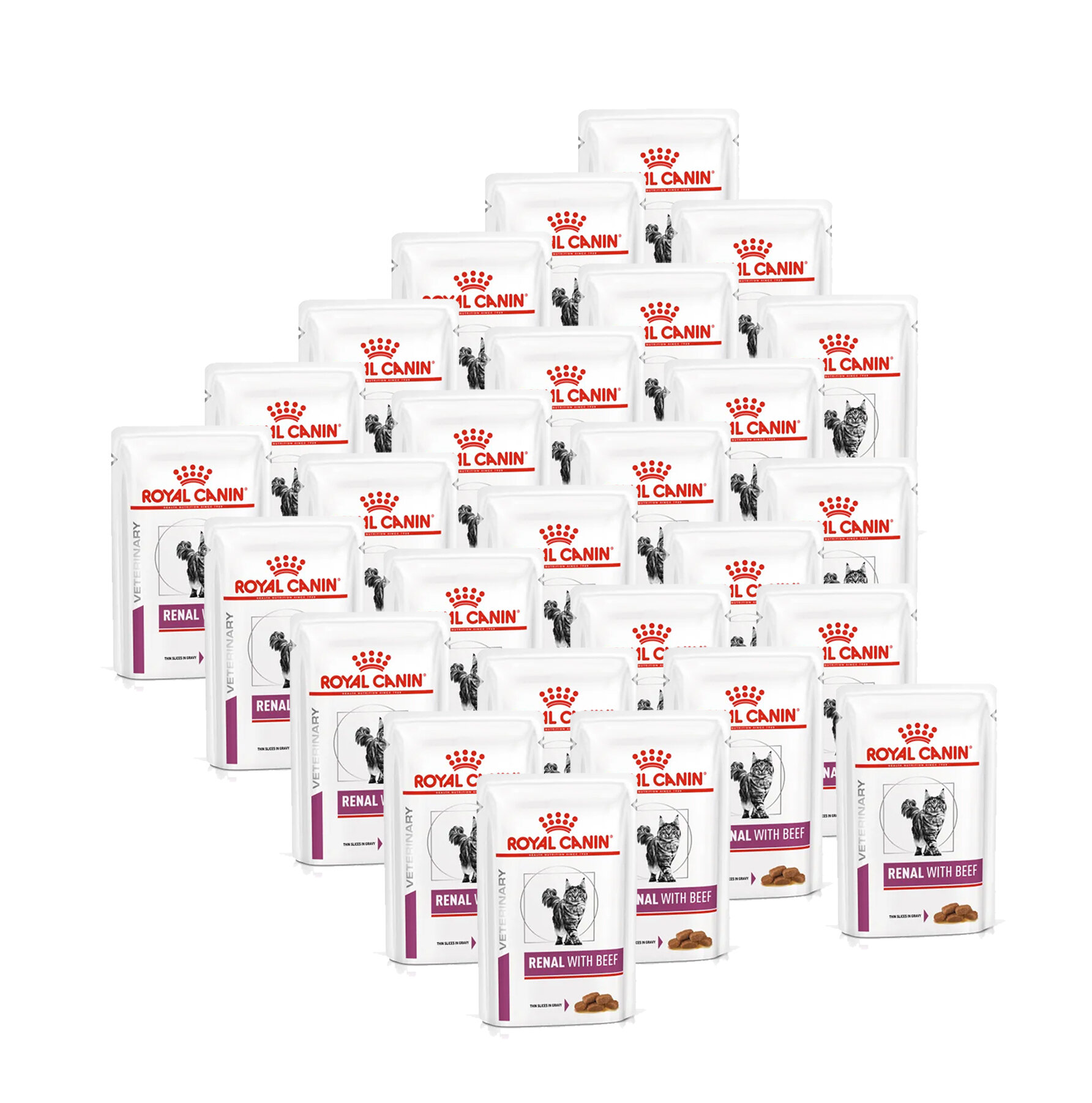 Royal Canin Renal With Beef влажный корм для взрослых кошек для поддержания функции почек с говядиной, кусочки в соусе, в паучах - 85 г x 28 шт