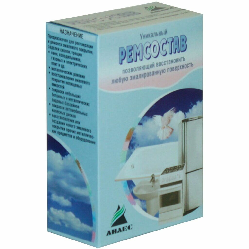 Ремсостав для восстановления эмали Анлес для ванн и керамики, глянцевый, белый, 0,175 кг