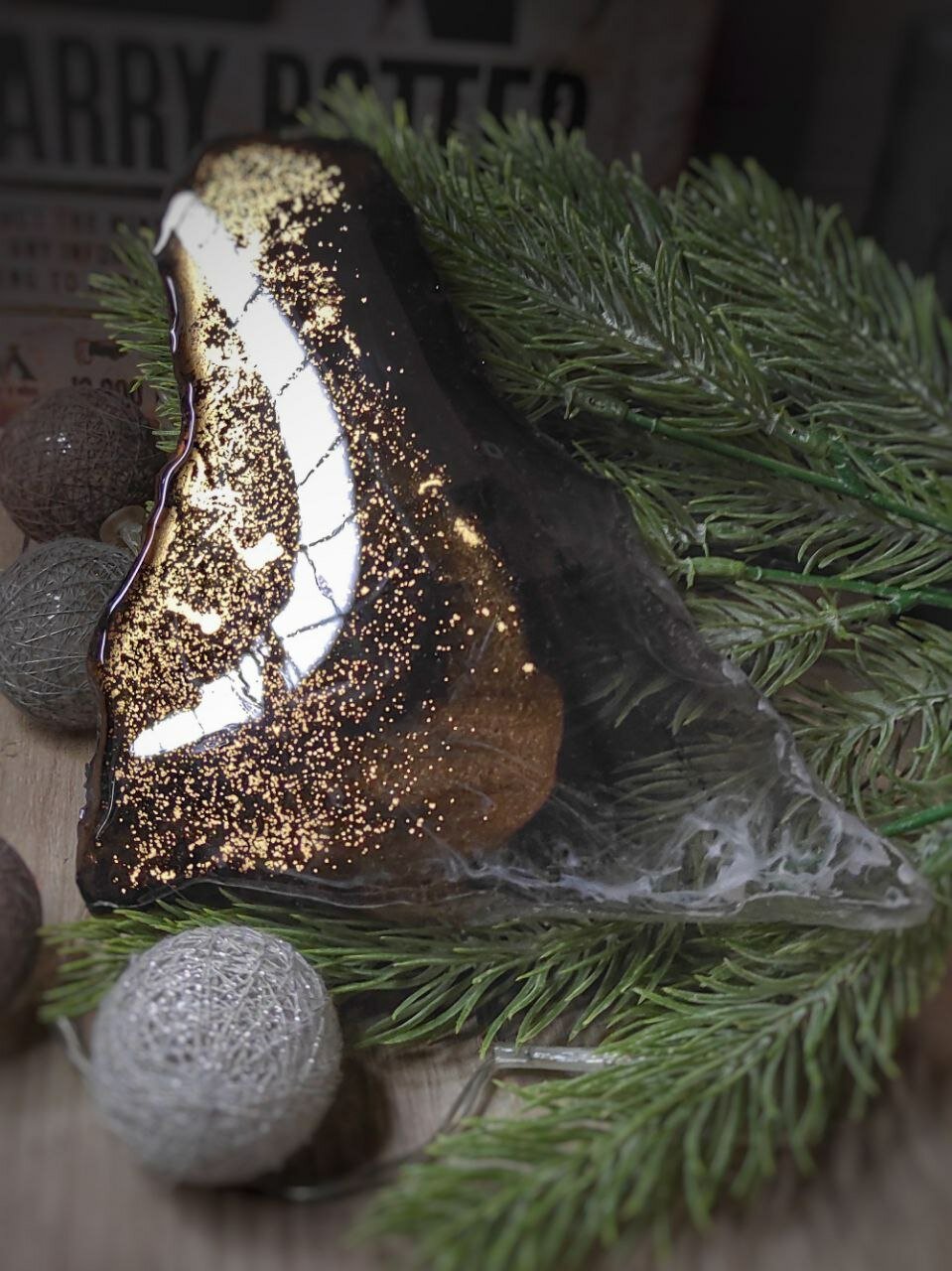 Подстаканник подставка поднос сервировочная тарелка под камень из эпоксидной смолы