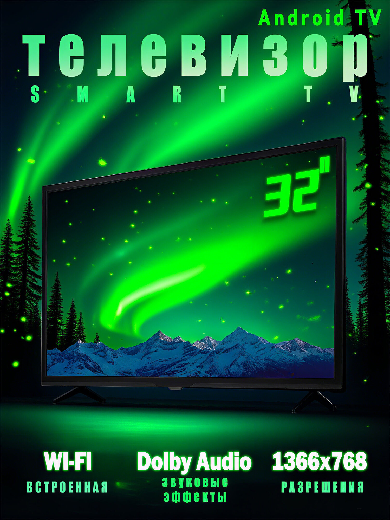 32-дюймовый изогнутый телевизор, WI-FI 178°