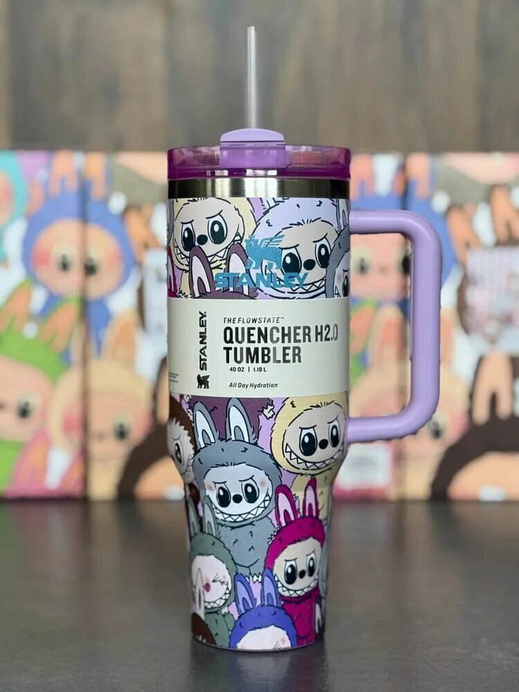 Термокружка с ручкой 40OZ Labubu из нержавеющей стали 1.18 литров