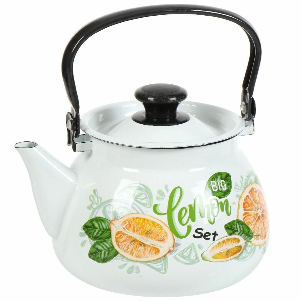 Чайник Керченский Металлургический Завод стальной эмалированный, 3 л, с металлической ручкой, Лимонный сет