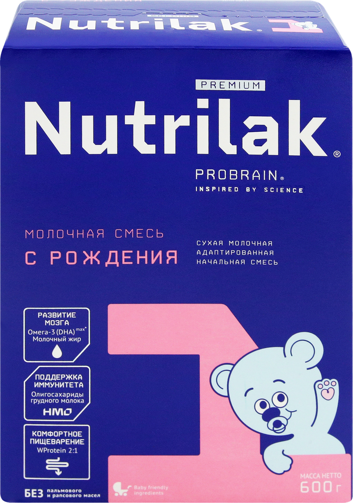 Смесь молочная NUTRILAK Premium 1, с 0 месяцев, 600г