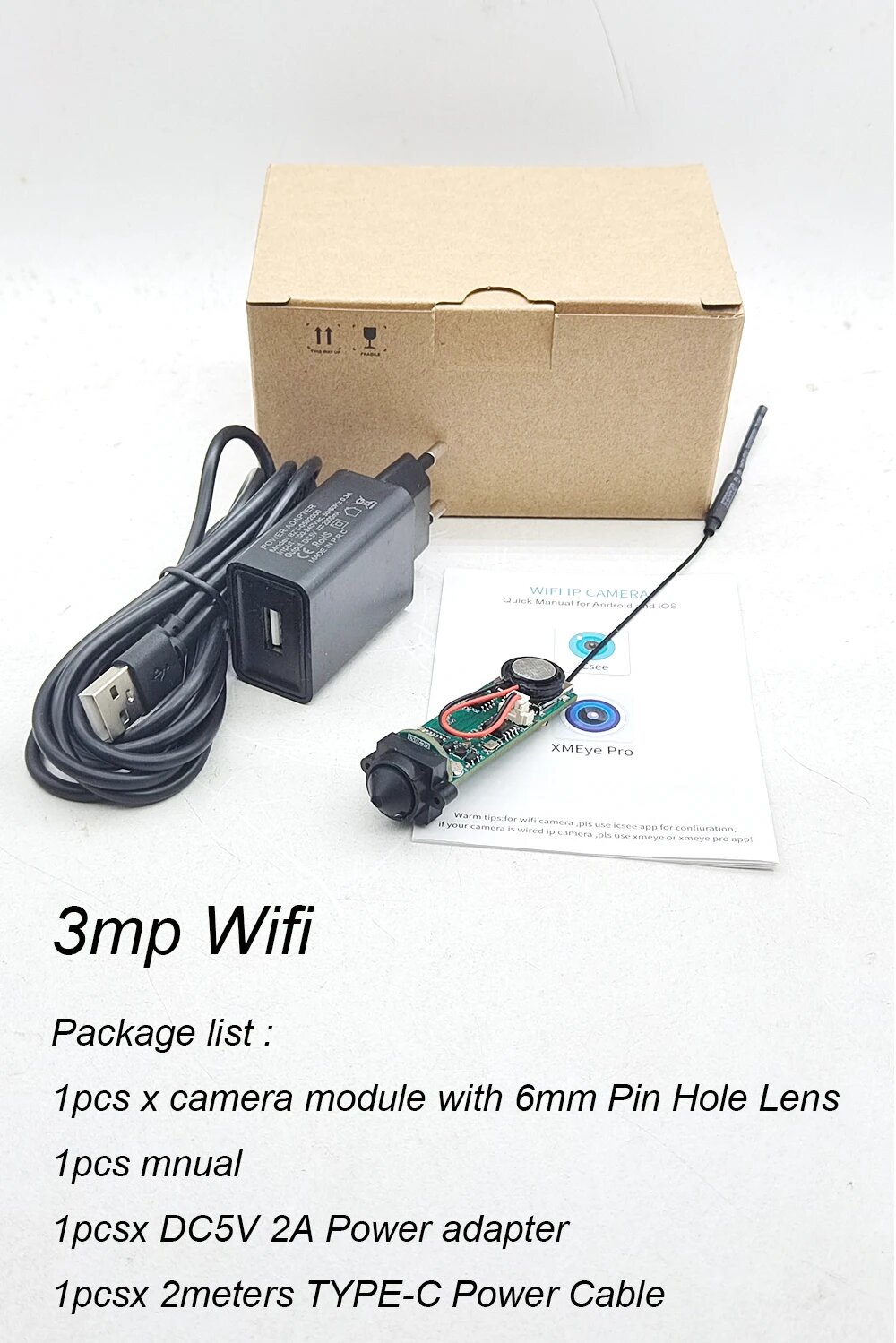 Icsee Xmeye мини WiFi камера 3MP 6mm Pin hole lens, AU-штекер