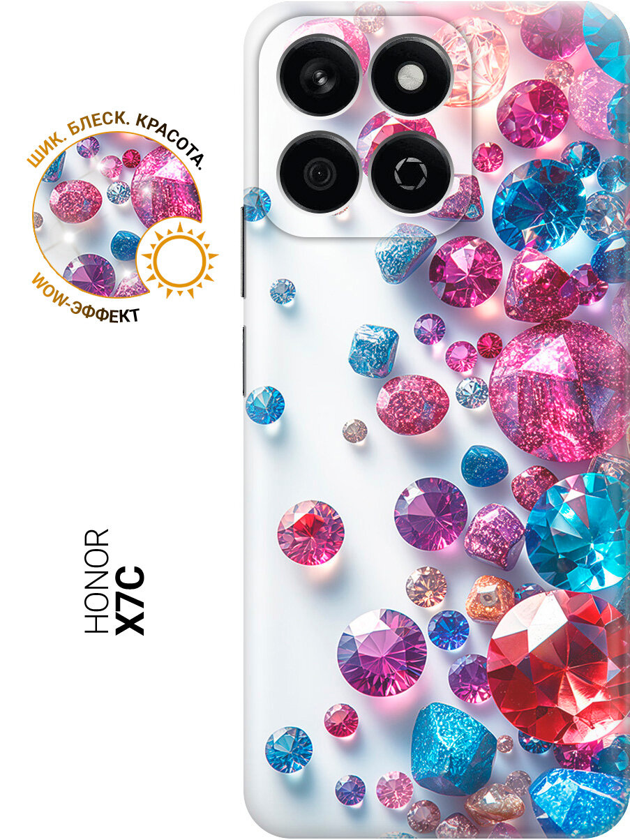 Силиконовый чехол на Honor X7C с принтом "Россыпь драгоценных камней"
