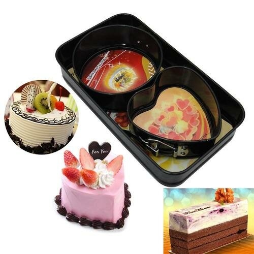 3 шт. / комплект для выпечки торта Формы для круглых сердец Прямоугольные формы для торта Съемная нижняя антипригарная кастрюля Выпечка течечный чизкейк Формы для торта Инструменты для торта