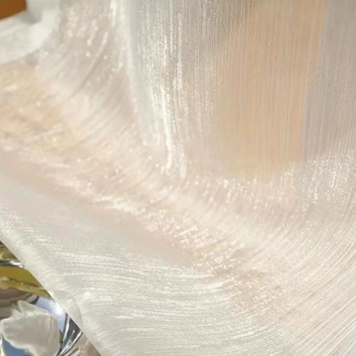 Прозрачные шторы органзы цвета шампанского Rod pocket, W150cmxH270cm1PC, Shining white