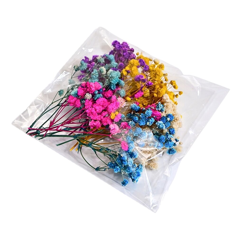 1 пакетик эпоксидной смолы для маленьких букетов, наполненный живыми цветами, гортензией гипсофила, вечным цветком, million star материал-темный цвет-million star
