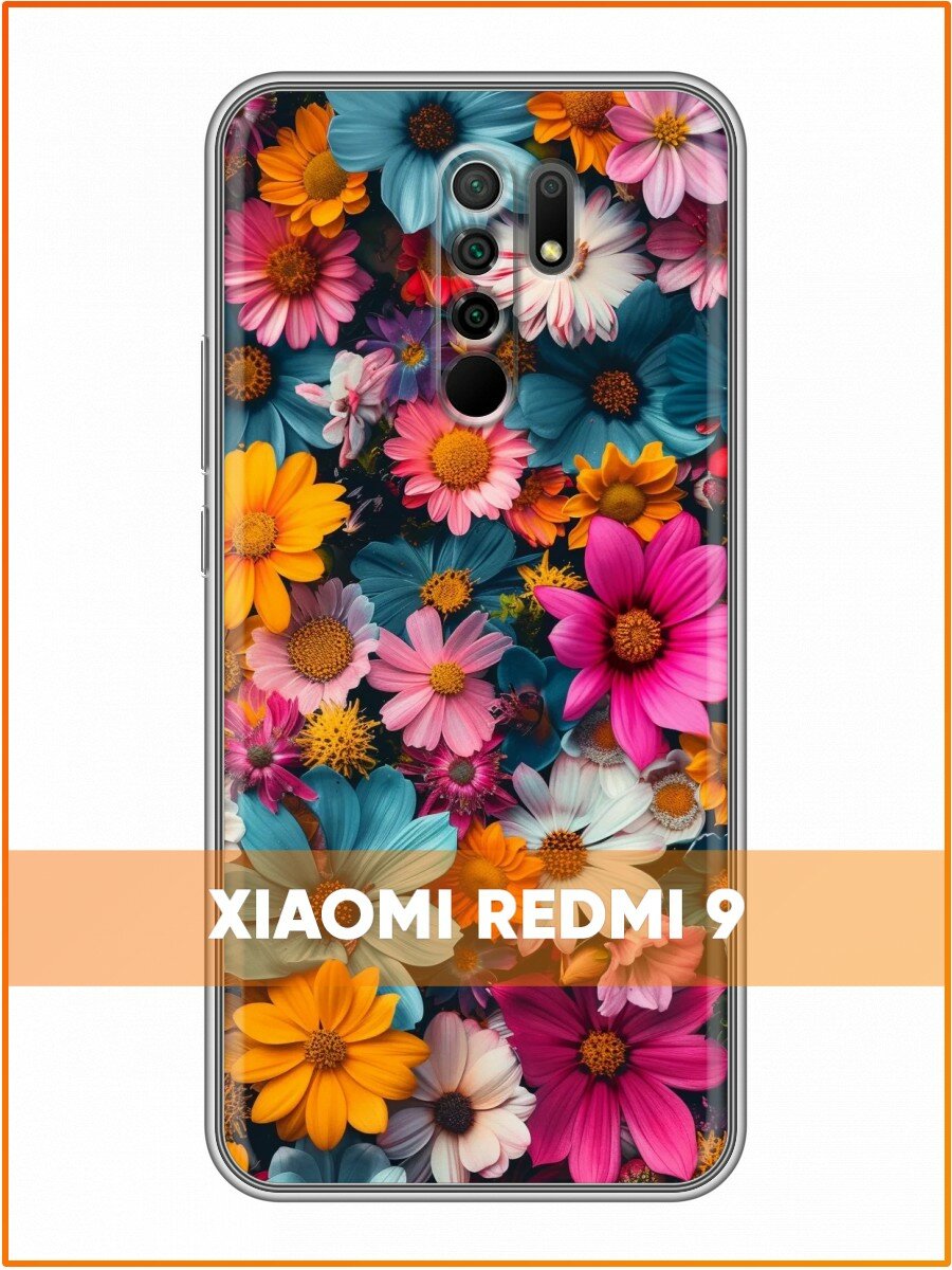 Чехол для Xiaomi RedMi 9 с принтом для женщин с цветочками (Сяоми Редми 9)