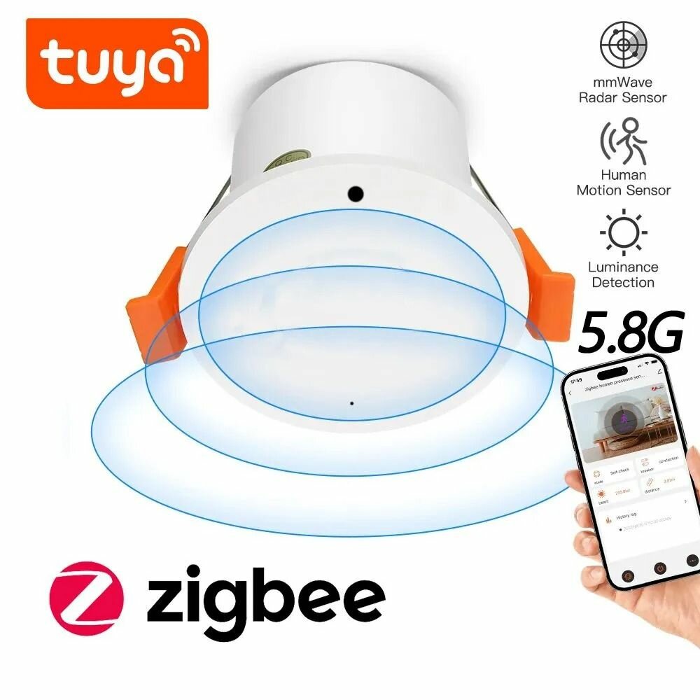 5.8G Zigbee 3.0 датчик присутствия человеческого тела Граффити радар-детектор миллиметровой волны умный домашний датчик движения с определением интенсивности Тип потолка