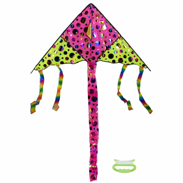 Воздушный змей 1toy розовый с зеленым 206х130 см леер 30 м Т17346