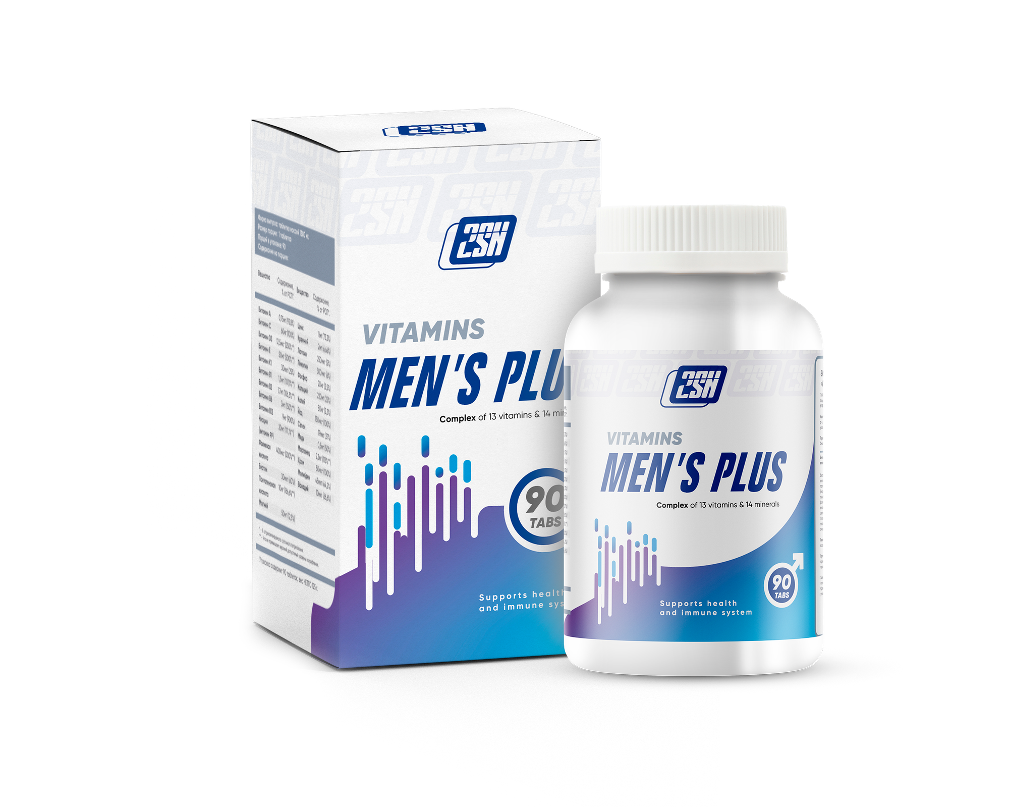 Комплекс витаминов для мужчин, мужские витамины и минералы 2SN Vita Men's Plus 90 таблеток