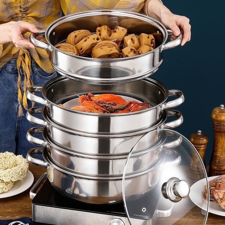 Мантоварка "сталь", Нержавеющая сталь, 5 яруса, 6 л(нержавеющая стальная пароварка)