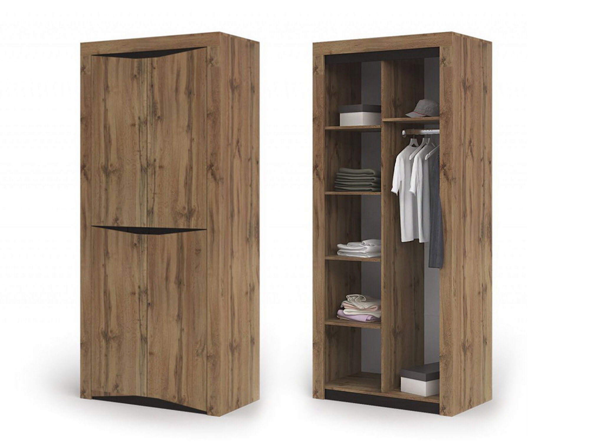 Шкаф двухстворчатый Паола ШК 701 (972х2200х532 мм), дуб крафт золото