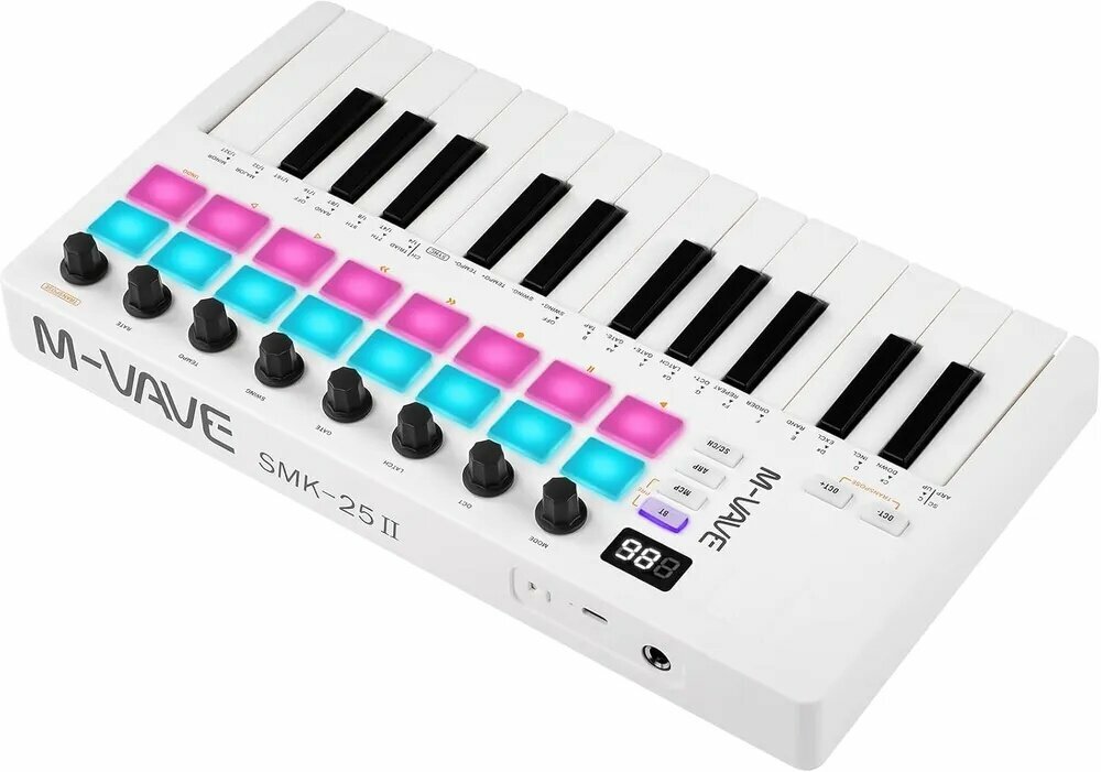 Беспроводная MIDI-клавиатура M-VAVE SMK-25 II белая