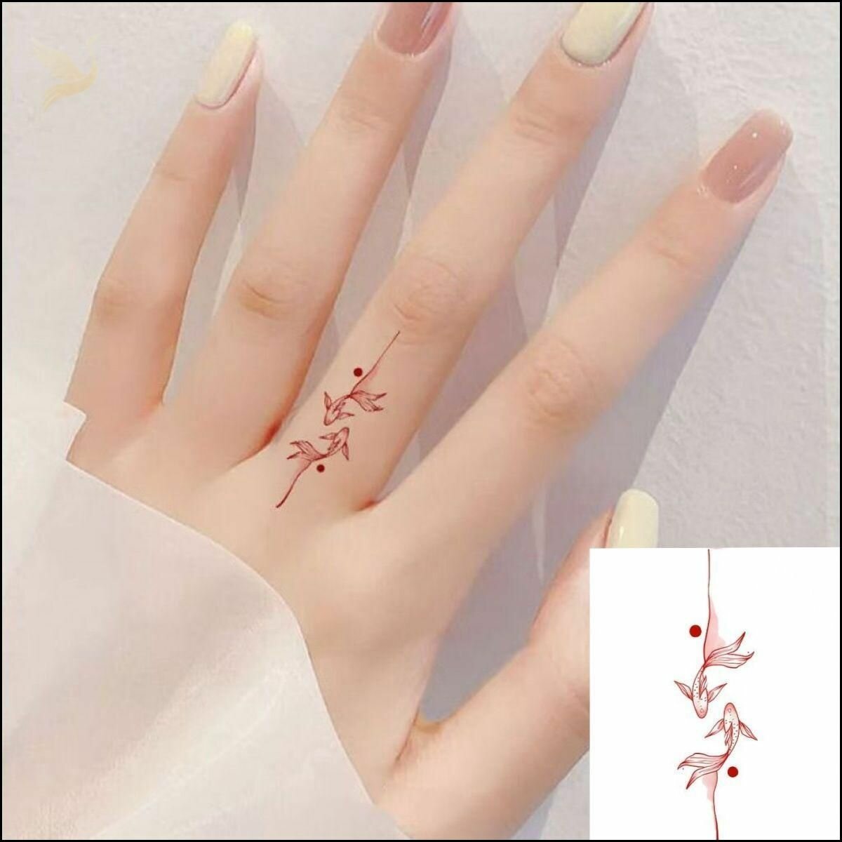 Красная рыба Тату-наклейка,5 листов