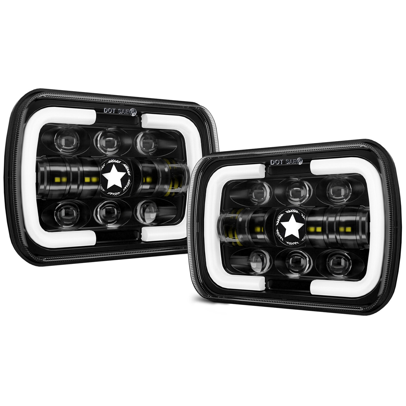 2шт 7-дюймовые светодиодные Фары 5x7"7x6" Прямоугольные с Дальним/Ближним Светом DRL Замена Указателя Поворота для Jeep Cherokee XJ Wrangler YJ Ford Chevy GMC Dodge и т. д.