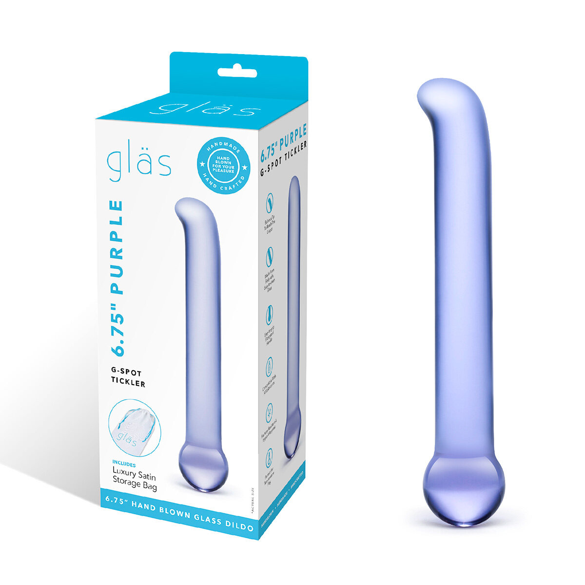Purple G-Spot Tickler — гладкий стеклянный стимулятор G-точки, 18×2.4 см