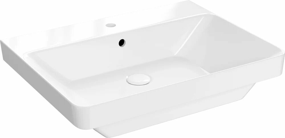 Раковина для ванной STWORKI Ларвик 11060-KL 60,5 см, прямоугольная, фаянсовая, раковина накладная, белая