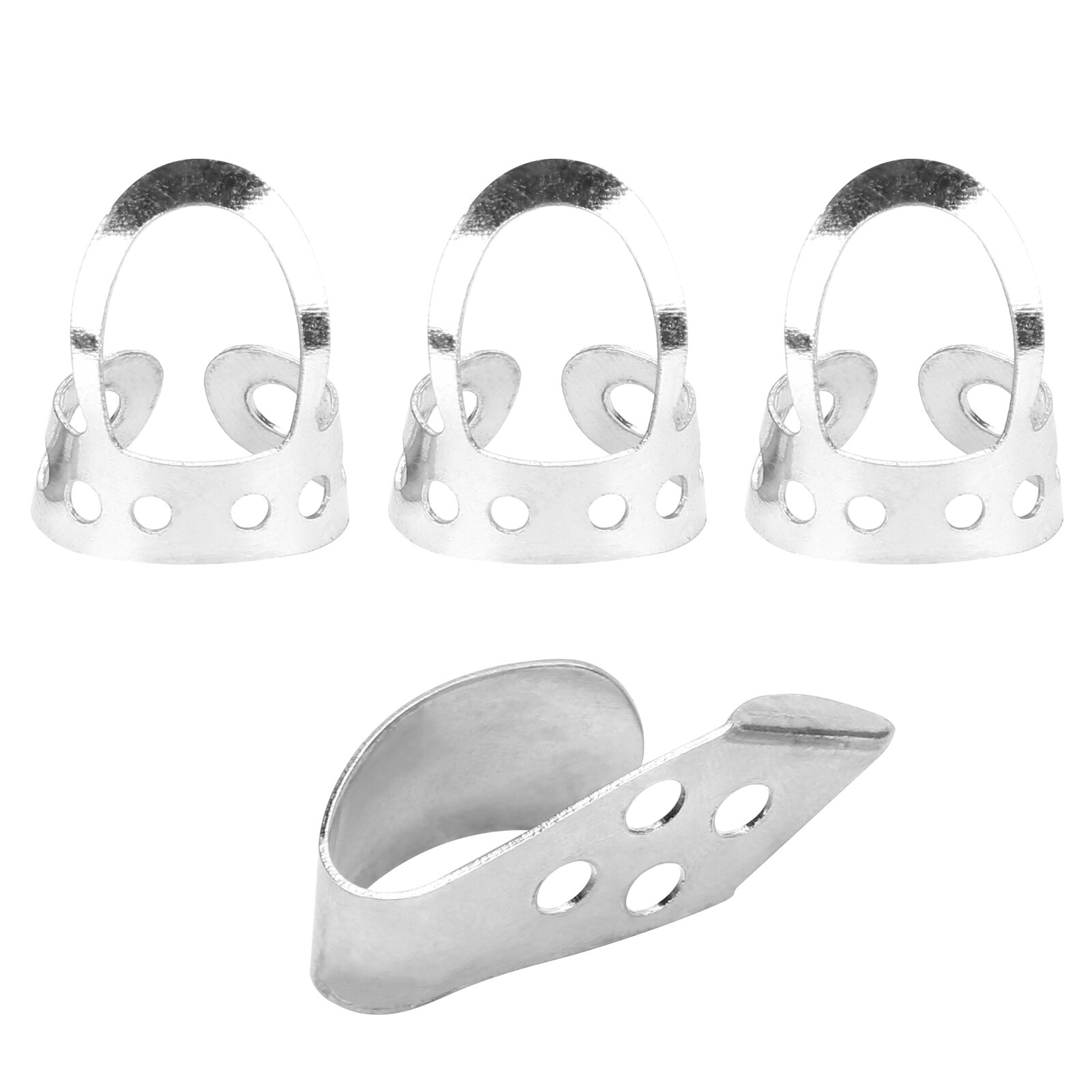 Металлические регулируемые полые медиаторы для пальцев, 3 шт, для указательного пальца, 1 шт. для большого пальца, для банджо, гитары и укулеле (серебристые)