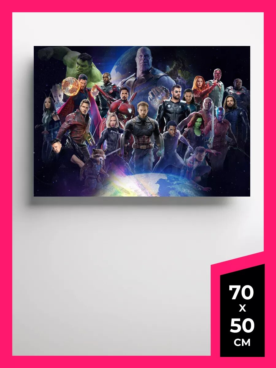 Постер Марвел все супер герои вселенной Marvel Мстители, матовая фотобумага премиум качества
