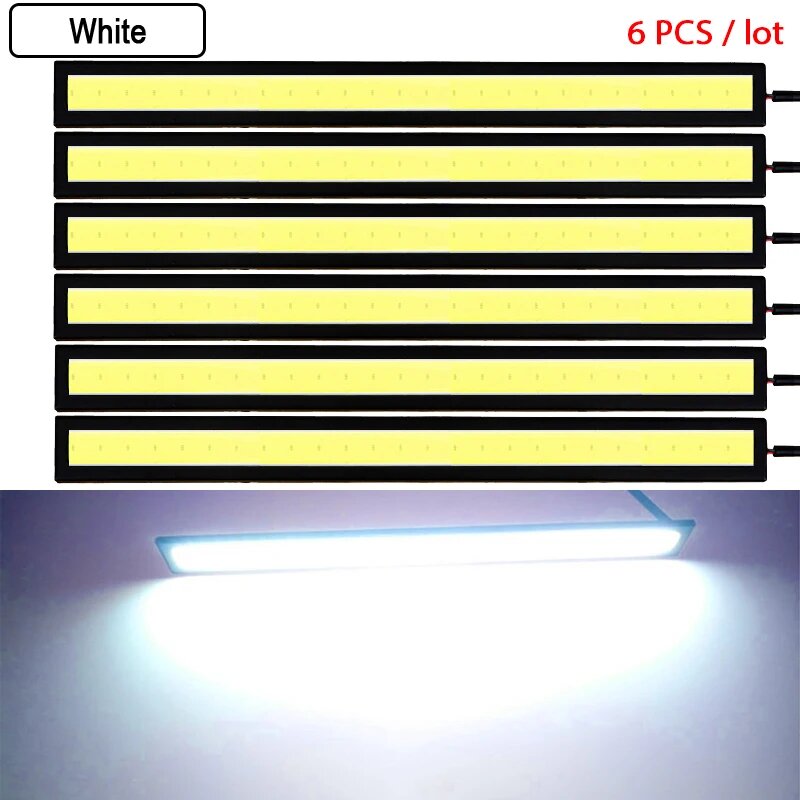 6 шт, светодиодный автомобильный светильник для вождения, дневной ходовой светильник 17 см, DRL COB 12V 7000K, супер яркий Авто, атмосферный стиль, светильник, противотуманная фара