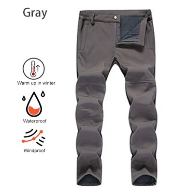 TRVLWEGO Мужские Зимние Брюки из Софтшелла Серый, XL, GRAY