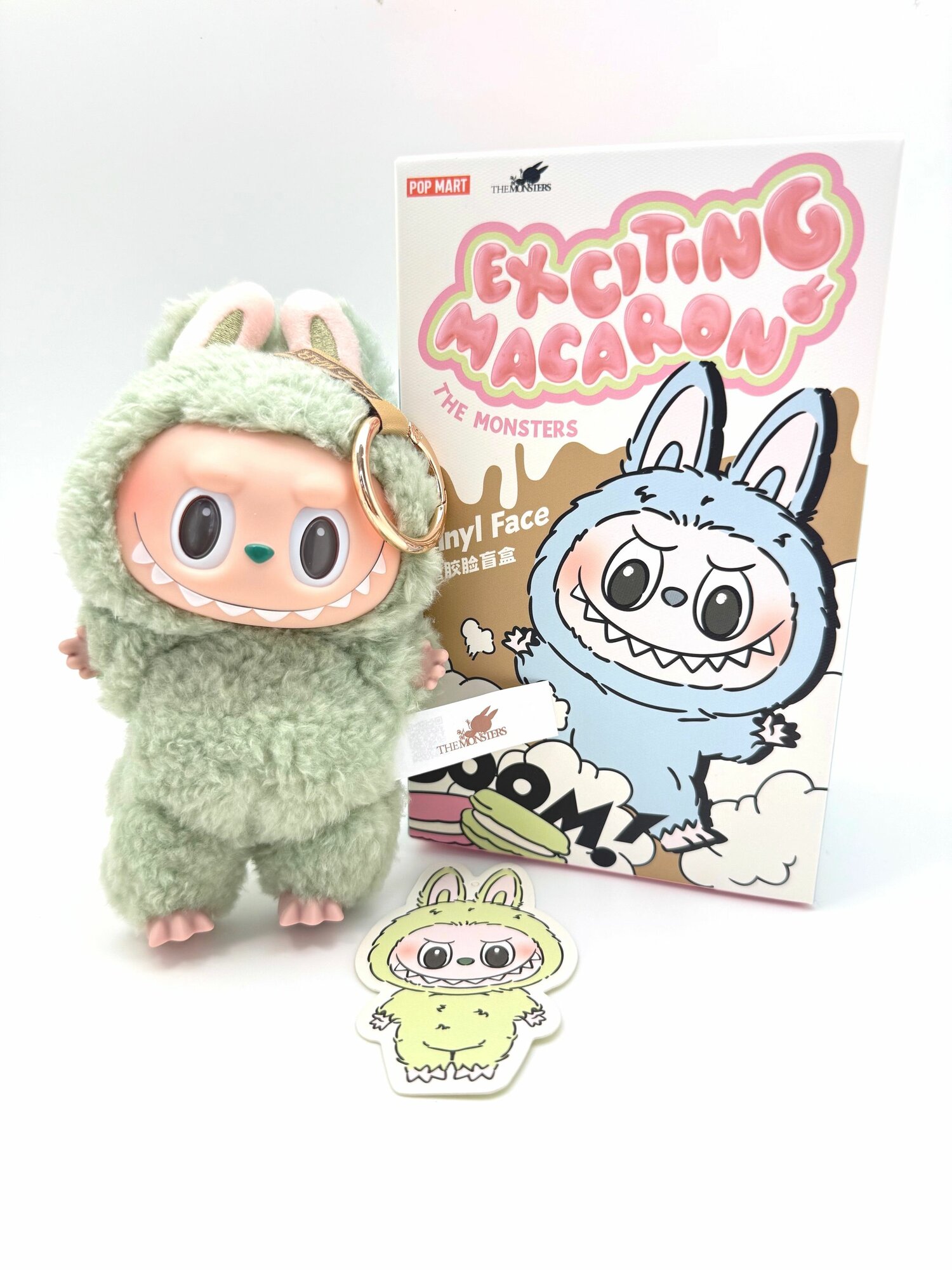 Зеленый лабубу оригинал - MACARON GREEN GRAPE - POP MART LABUBU THE MONSTERS - EXITING MACARON SERIES 17CM