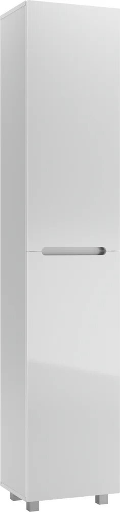 Шкаф-пенал для ванной Айсберг Аура 40 напольный, 40, 2 см, белый, глянцевый, с дверками, фурнитура хром, из МДФ