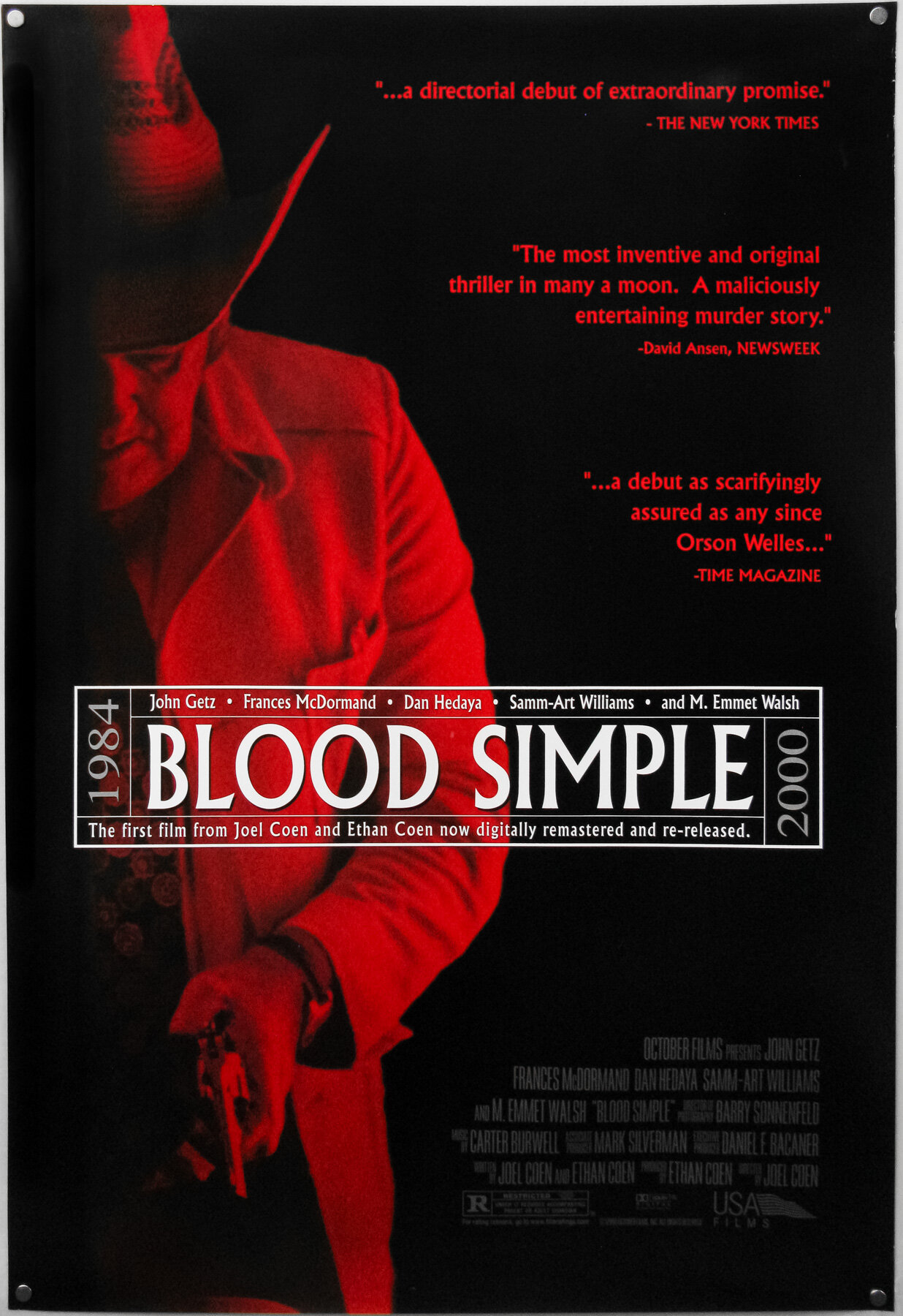 Плакат, постер Просто кровь (Blood Simple) 1984 на холсте, размер 42х60см