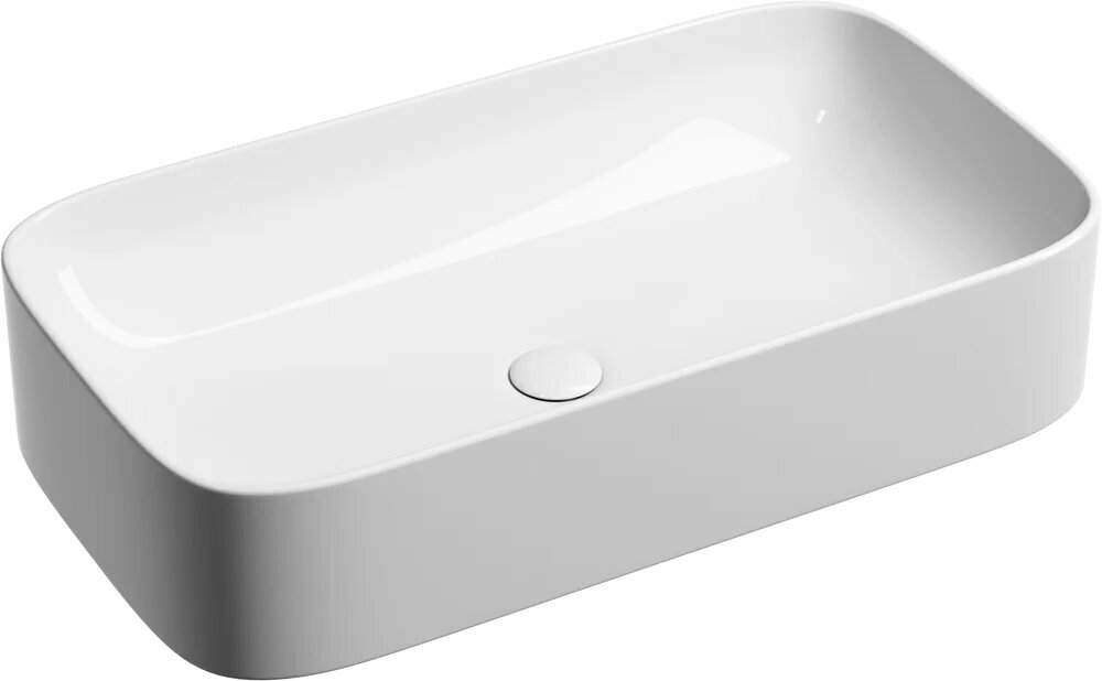 Накладная раковина Ceramicanova Element CN6054 71 фарфоровая, без отверстия под смеситель, раковина для ванной, 70, 5 см, прямоугольная, белая