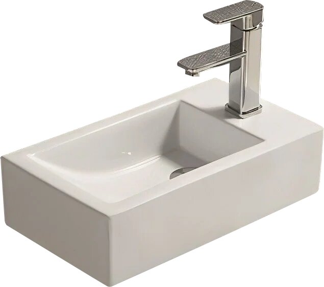 Раковина маленькая в туалет Art&Max 46 мини, подвесная, прямоугольная, фаянсовая, белая, 45, 5 см