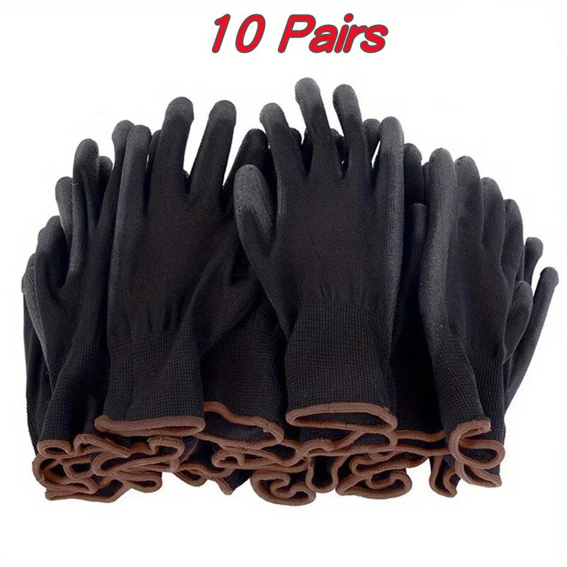 Рабочие перчатки из полиуретана Черный, Black 10 pairs, L