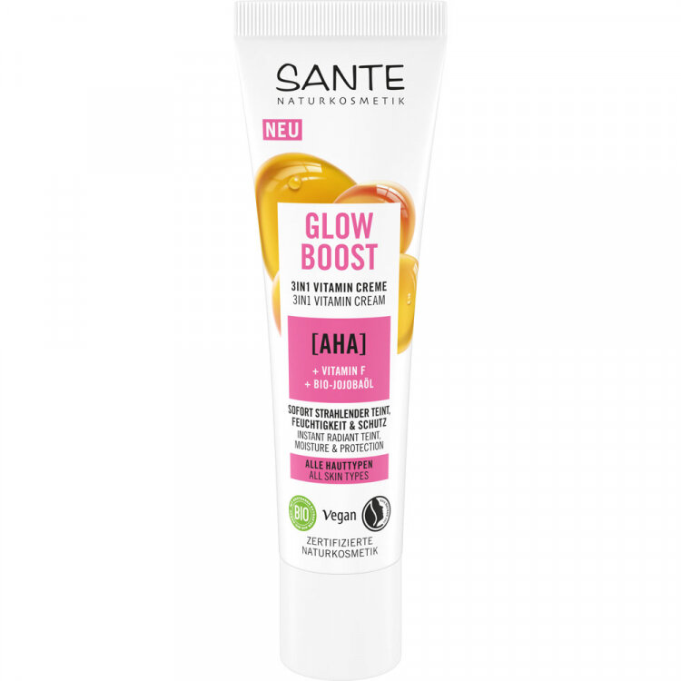 SANTE Glow Boost Витаминный крем 3-в-1 с AHA-кислотами и витамином F 30 мл