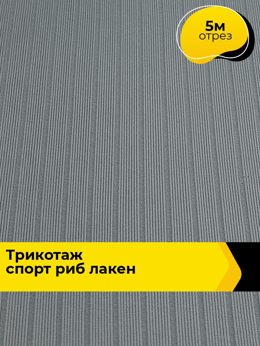 Ткань для шитья и рукоделия Трикотаж спорт риб "Лакен", отрез 5 м * 175 см, цвет серый