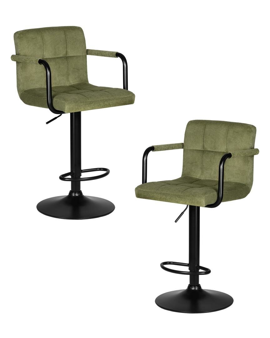 Стул барный DOBRIN Набор 2 шт Стул барный DOBRIN KRUGER ARM BLACK, зеленый вельвет (LAR-E2041-7) арт. LM-5011-N_B-M_VV-LAR-E2041-7