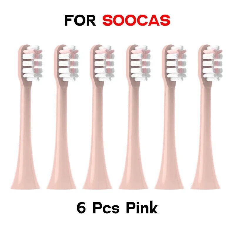 Насадки для зубных щеток SOOCAS, 6 шт, розовые, DuPont