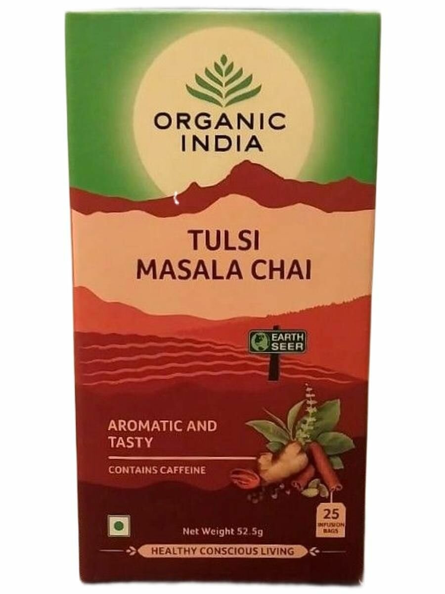 Тулси И масала ЧАЙ. Tulsi masala tea. Organic India. (25 пакетиков в упаковке).