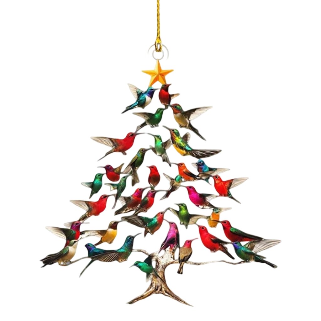 Двусторонний Акриловый Орнамент в виде Колибри, Рождественский Орнамент в виде Колибри, Домашний Декор ручной Работы для любителей Природы и семейных Торжеств.