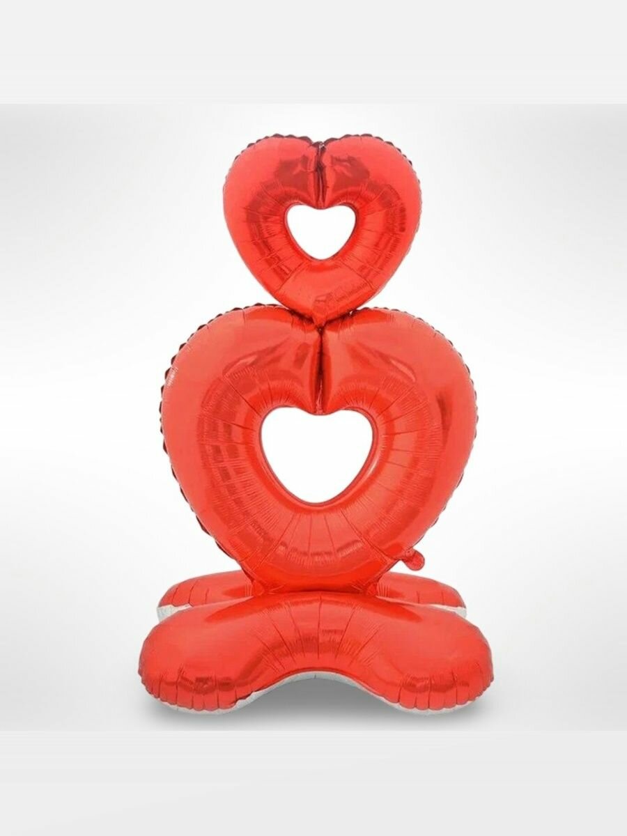 Воздушный шар фольгированный Фигура Сердца красные 147 см.