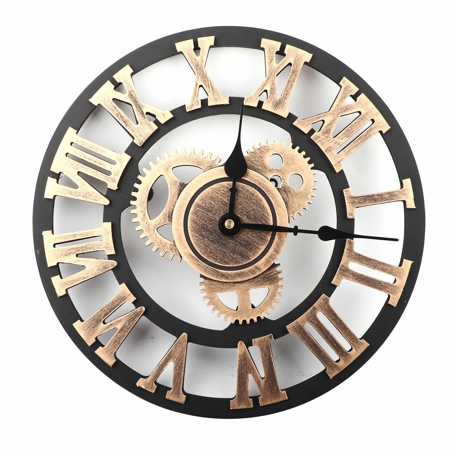 Настенные часы с деревянными шестернями в деревенском стиле, 30 см, винтажный декор для гостиной/офиса/бара, часы с шестернями золотого тона ручной работы для украшения дома