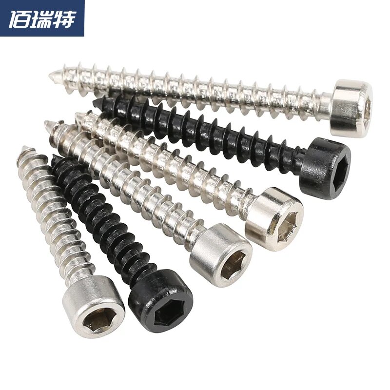 Никелированные винты 8,8, черные саморезы с шестигранной головкой из цинка, шестигранные винты по дереву из нержавеющей стали 304, M4 M5 M6
