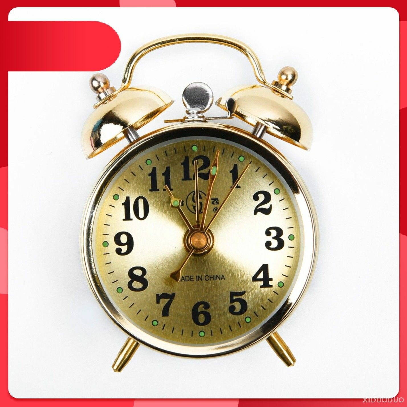 Уникальный золотистый будильник с механическим пружинным механизмом, коллекционный экземпляр для домашнего декора, оснащен мощным звуковым сигналом-wanglongyu