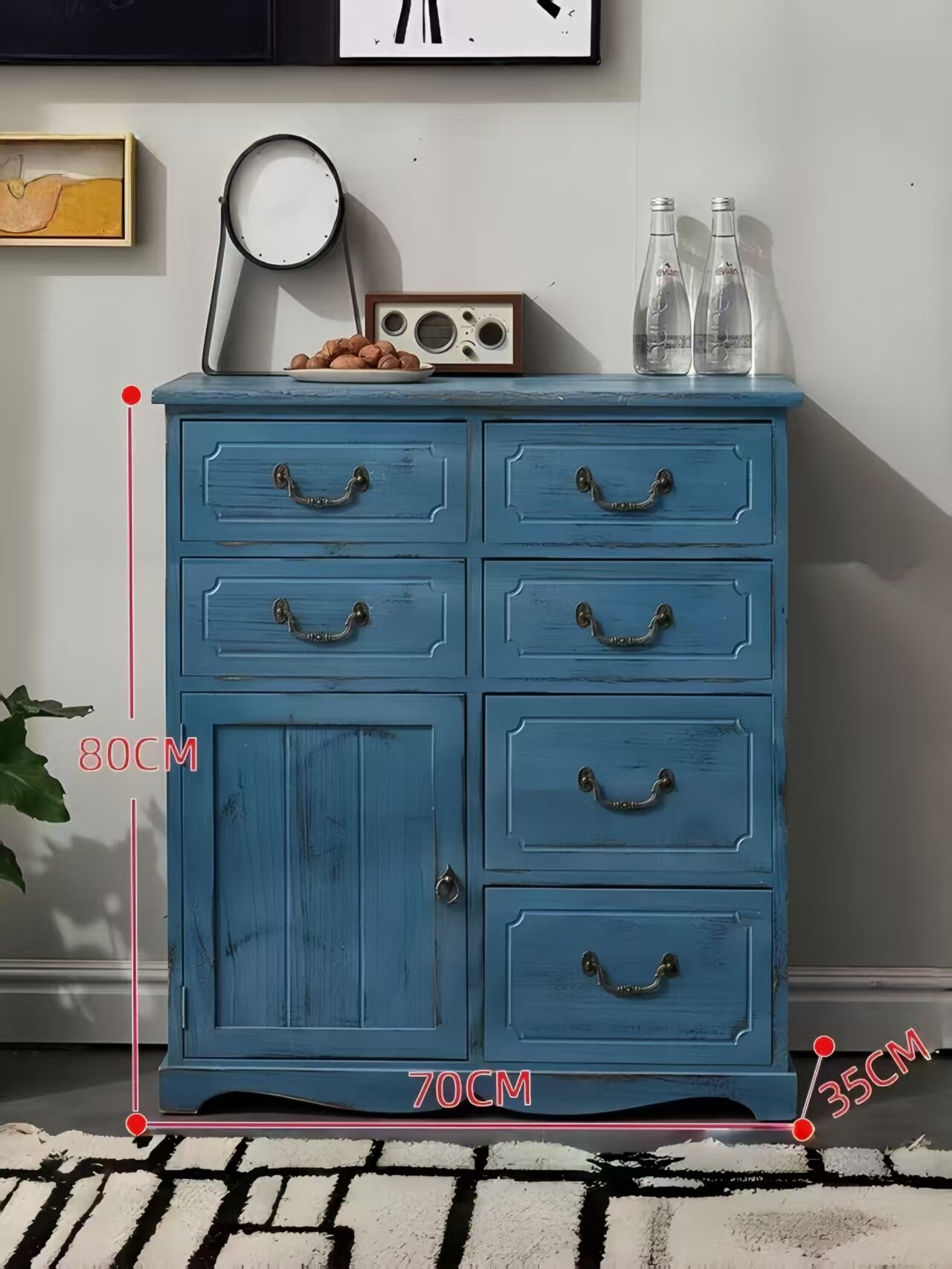 Комод из цельного дерева, простое хранение в стиле ретро, многослойный